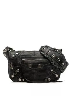 Balenciaga 2010-2025 Xs Lambskin Motocross Le Cagole Flap Crossbody Bag - Black