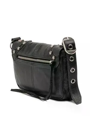 Balenciaga 2010-2025 Xs Lambskin Motocross Le Cagole Flap Crossbody Bag - Black