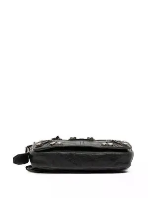 Balenciaga 2010-2025 Xs Lambskin Motocross Le Cagole Flap Crossbody Bag - Black