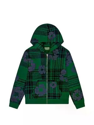 DENIM TEARS Plaid Wreath Zip Hoodie - Green