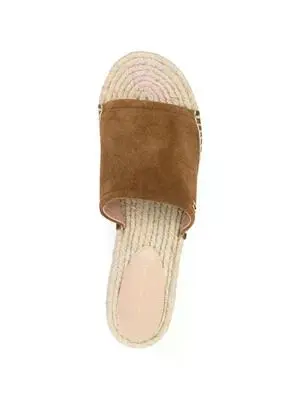 GIANVITO ROSSI Heeled Espadrille Slides - Brown