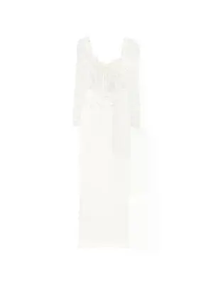 Alessandra Rich Lace Bow Maxi Dress - Neutrals
