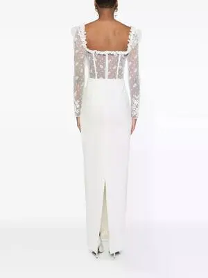 Alessandra Rich Lace Bow Maxi Dress - Neutrals
