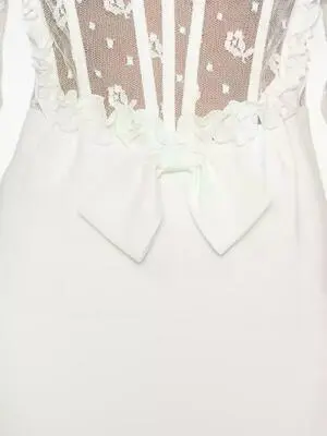 Alessandra Rich Lace Bow Maxi Dress - Neutrals
