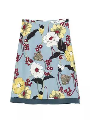 Marni Floral-print Midi Skirt - Blue