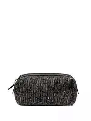 Gucci 2000-2015 Gg Denim Cosmetic Pouch - Grey