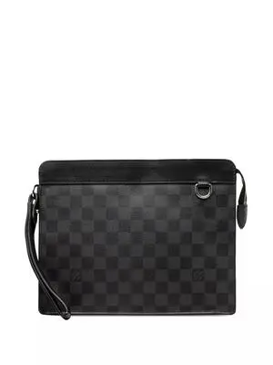 LOUIS VUITTON 2021-2025 Damier Graphite Standing Pouch Clutch Bag - Black