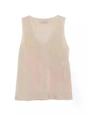 D.exterior V-neck Sleeveless Top - Neutrals