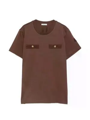 Moncler Buttoned Patch T-shirt - Brown