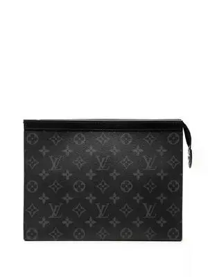 LOUIS VUITTON 2021-2025 Monogram Eclipse Pochette Voyage Mm Clutch Bag - Black