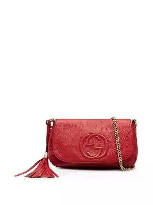 Gucci 2000-2015 Medium Leather Soho Chain Flap Crossbody Bag - Red