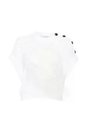 Brunello Cucinelli Button Knitted Sweater - White