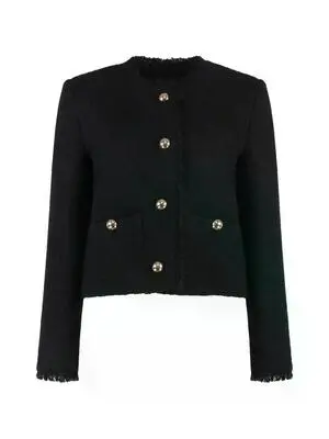 Max Mara Button-fastening Crew Neck Jacket - Black