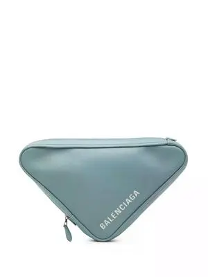 Balenciaga 2003-2022 Medium Leather Triangle Clutch Bag - Blue