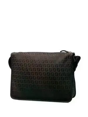 Fendi Zucchino Canvas F Charm Crossbody Bag
