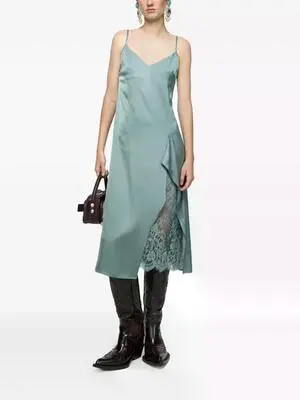 Acne Studios Lace Slip Midi Dress - Green