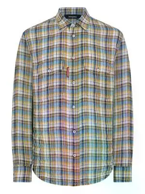 Dsquared2 Plaid Pocket Linen Shirt - Blue