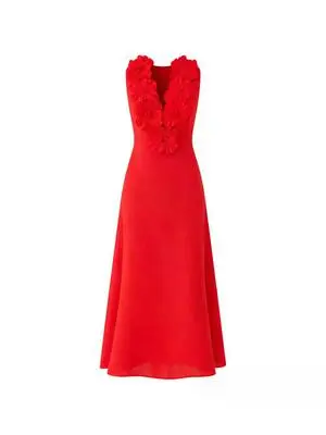 Farm Rio Floral-appliqué Dress - Red
