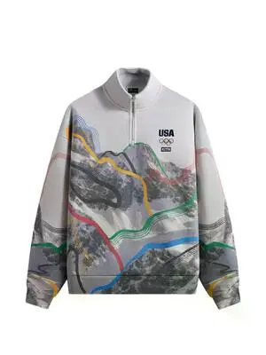 Kith Team Usa Quarter Zip Mountain Sweatshirt - Grey