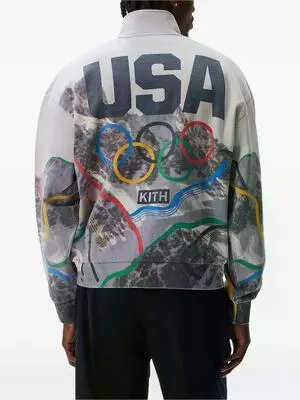 Kith Team Usa Quarter Zip Mountain Sweatshirt - Grey