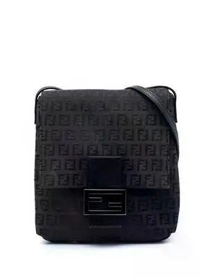 Fendi 2000-2010 Zucchino Canvas Crossbody Bag - Black