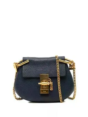 Chloé Mini Leather Drew Crossbody Bag - Blue