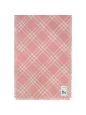 Burberry Wide Check Wool Silk Scarf - Pink