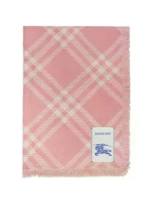 Burberry Wide Check Wool Silk Scarf - Pink