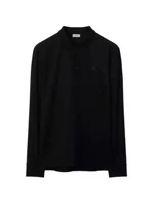 Burberry Long-sleeve Cotton Polo Shirt - Black