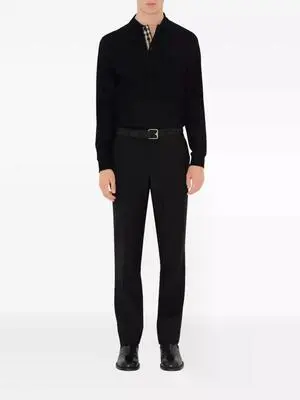 Burberry Long-sleeve Cotton Polo Shirt - Black
