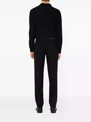Burberry Long-sleeve Cotton Polo Shirt - Black