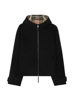 Burberry Reversible Wool Hooded Jacket - Black