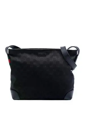 Gucci Gg Canvas Web Crossbody Bag - Black