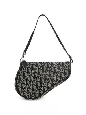 Dior 2002 Saddle Oblique Jacquard Tote Bag - Black