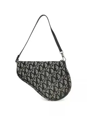 Dior 2002 Saddle Oblique Jacquard Tote Bag - Black