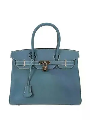 Hermès 2007 30 Birkin Top-handle Leather Handbag - Blue