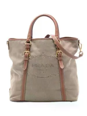 Prada Canvas Canapa Logo Satchel - Brown