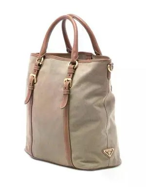 Prada Canvas Canapa Logo Satchel - Brown