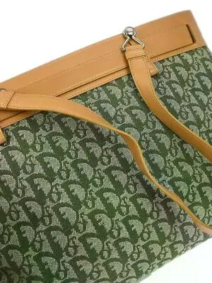 Dior 2001 Oblique Jacquard Canvas Tote Bag - Green