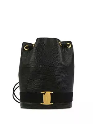 FERRAGAMO 1990-2000s Textured Leather Backpack - Black
