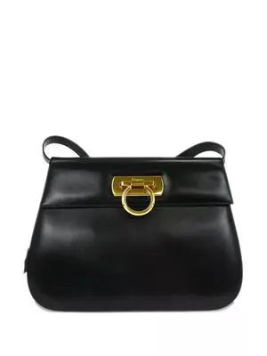 FERRAGAMO 1990s Gancini Leather Shoulder Bag - Black