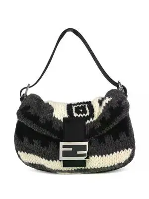 Fendi 1990-2000s Baguette Knitted Handbag - Grey