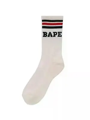 A BATHING APE Stripe Socks - White