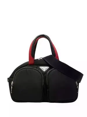 Prada 2013-2025 Tessuto Pocket Top Handle Cargo Bag Satchel - Black