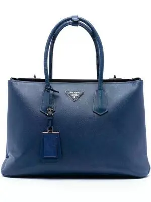 Prada 2021-2025 Saffiano Cuir Twin Tote Bag - Blue