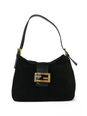 Fendi 2007 Buckle Suede Shoulder Bag - Black