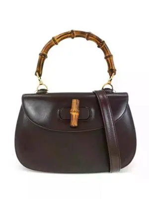 Gucci 1990s Bamboo Leather Handbag - Brown