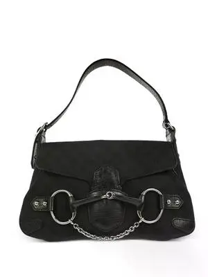 Gucci 1990-2000s Horsebit Gg Tote Bag - Black