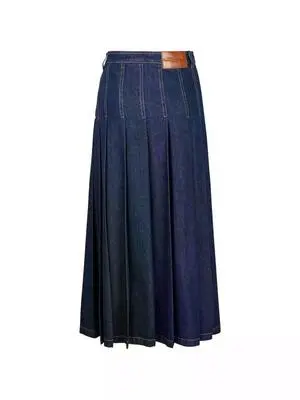 Max Mara Pleated Denim Midi Skirt