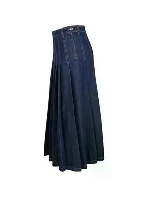 Max Mara Pleated Denim Midi Skirt